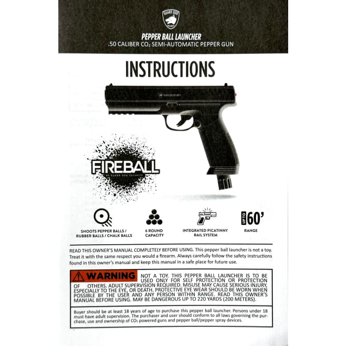 Pellet-Guns.com - Guard Dog Fireball Pepper Gun Launcher Kit